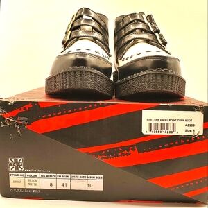 T.U.K | Shoes | Buckle Creeper Boots Black White Leather Tuk Nib | Poshmark